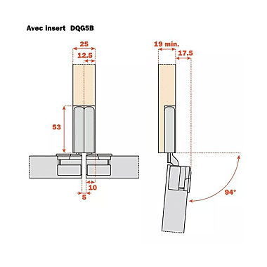 Charnière invisible semi recouvrement Conecta - Charnière - Setin