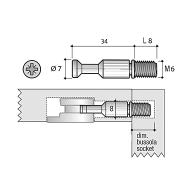 Goujon filet M6 pour excentrique CO1 - Goujon pour excentrique - Permo