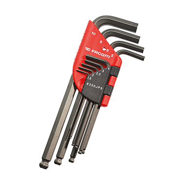 Jeu de 9 clés Allen longues tête sphérique - Clé allen - Facom